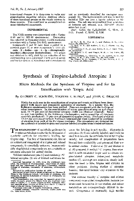 (PDF) Synthesis of tropine-labeled atropine I. Micro methods for the ...