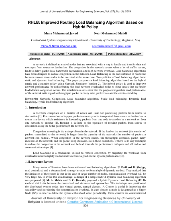 (PDF) RHLB: Improved Routing Load Balancing Algorithm Based on Hybrid Policy