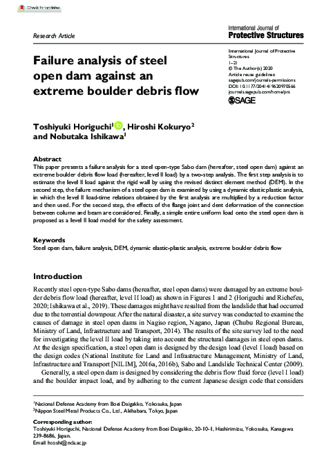 (PDF) Failure analysis of steel open dam against an extreme boulder debris flow