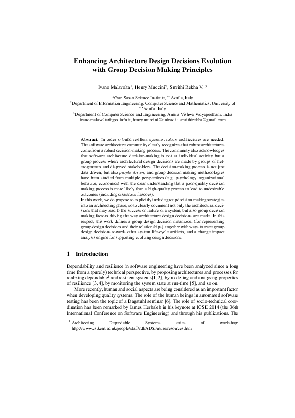 (PDF) Enhancing Architecture Design Decisions Evolution with Group ...