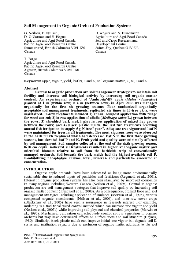 (PDF) Soil Management in Organic Orchard Production Systems