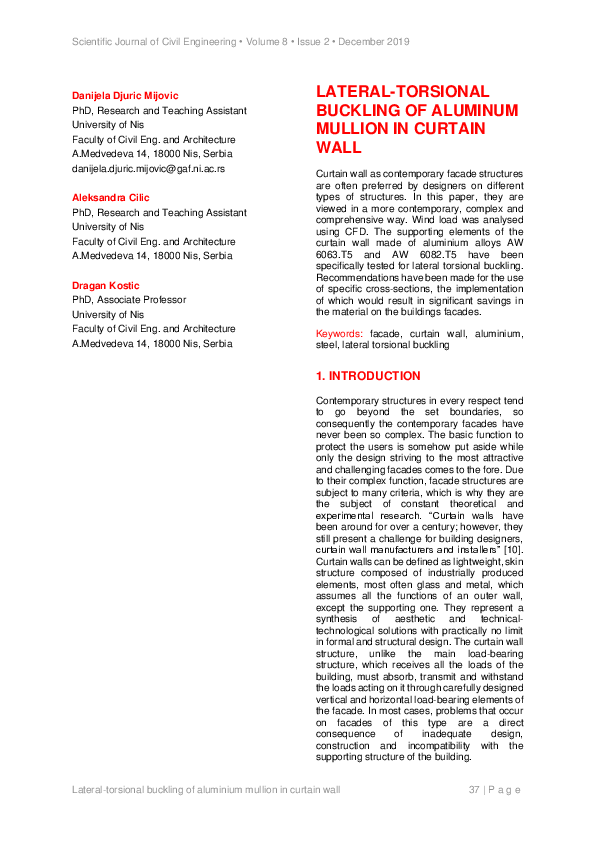 (PDF) Lateral-Torsional Buckling of Aluminum Mullion in Curtain Wall