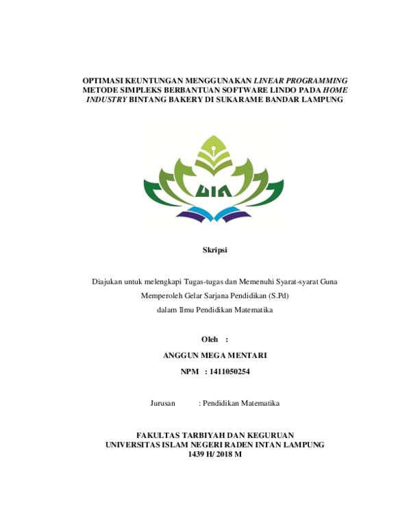 (PDF) Optimasi Keuntungan Menggunakan Linear Programmingmetode Simpleks ...