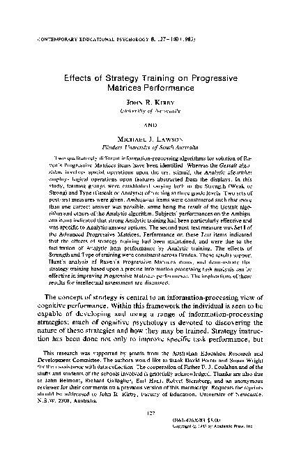 (PDF) Effects of strategy training on Progressive Matrices performance