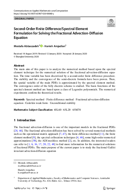 (PDF) Second-Order Finite Difference/Spectral Element Formulation for ...