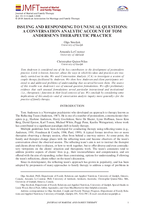 (PDF) Issuing and Responding to Unusual Questions: A Conversation ...
