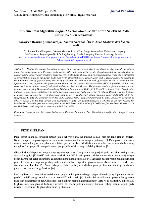 (PDF) Implementasi Algoritme Support Vector Machine Dan Fitur Seleksi MRMR Untuk Prediksi ...