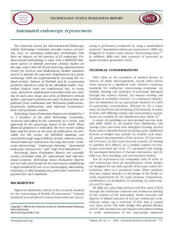 (PDF) Automated endoscope reprocessors