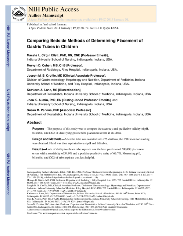 (PDF) Comparing bedside methods of determining placement of gastric ...