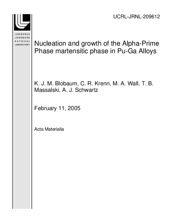 (PDF) Nucleation and growth of the Alpha-Prime Phase martensitic phase ...
