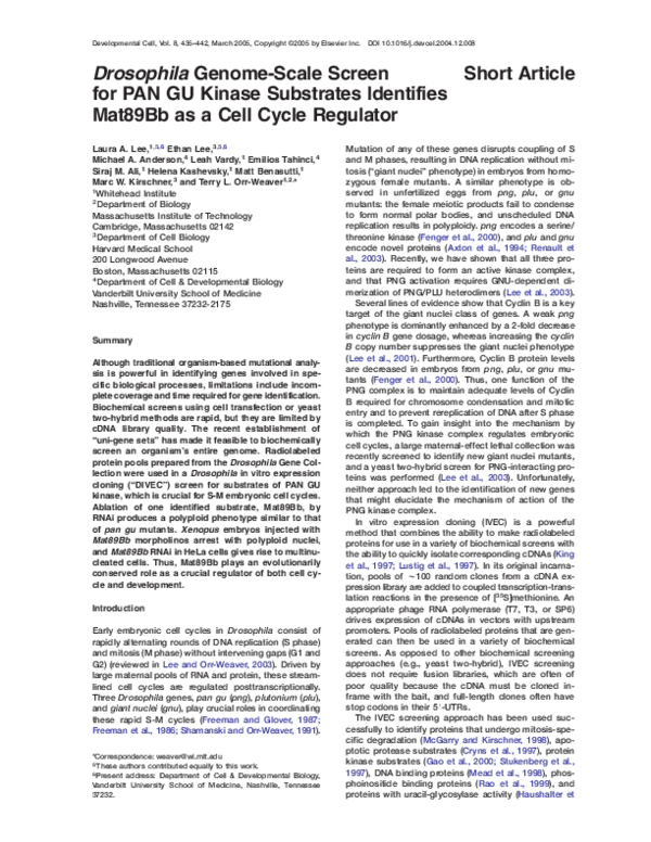 (PDF) Drosophila PAN GU Kinase Substrate Mat89Bb