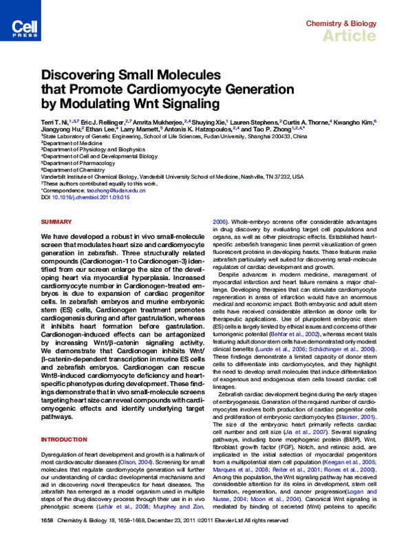 (PDF) Discovering Small Molecules that Promote Cardiomyocyte Generation ...