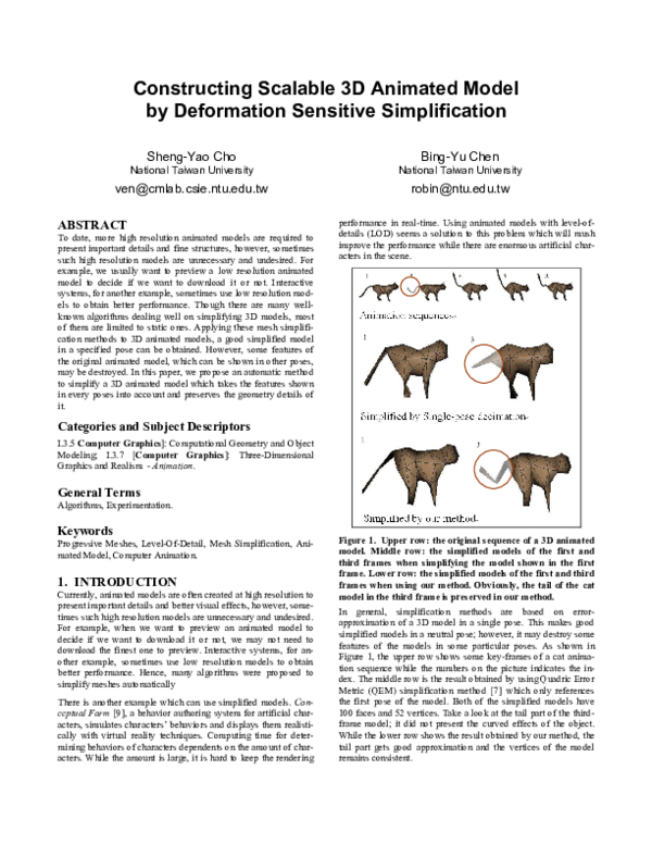 Pdf Constructing Scalable 3d Animated Model By Deformation Sensitive