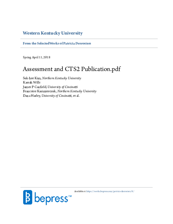 (PDF) Assessment of college students with the revised Conflict Tactics ...