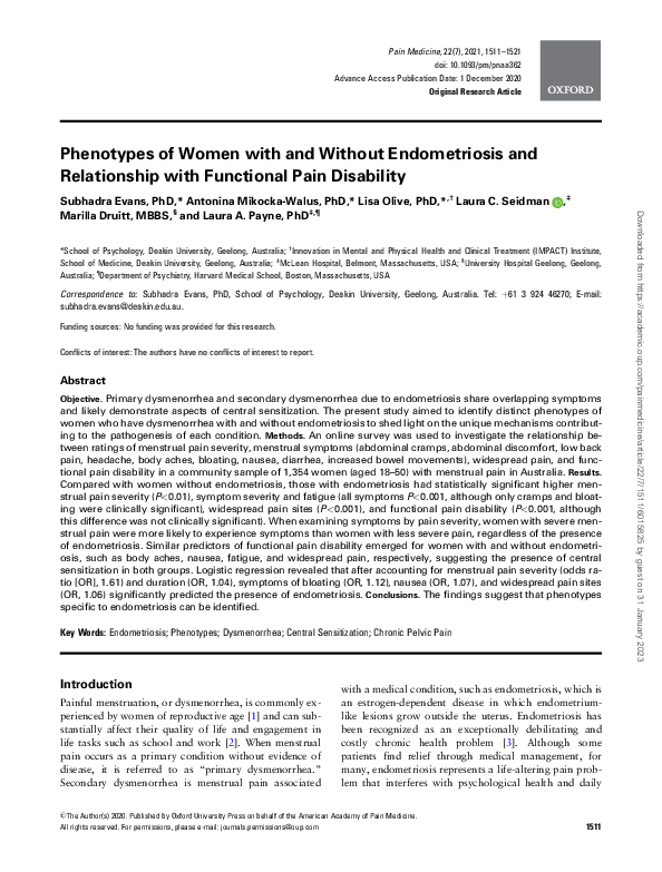 (PDF) Phenotypes of Women with and Without Endometriosis and ...