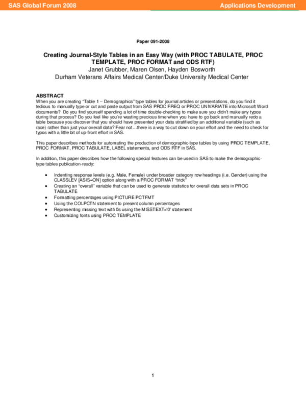 (PDF) Creating Journal-Style Tables in an Easy Way (with PROC TABULATE, PROC TEMPLATE, PROC ...