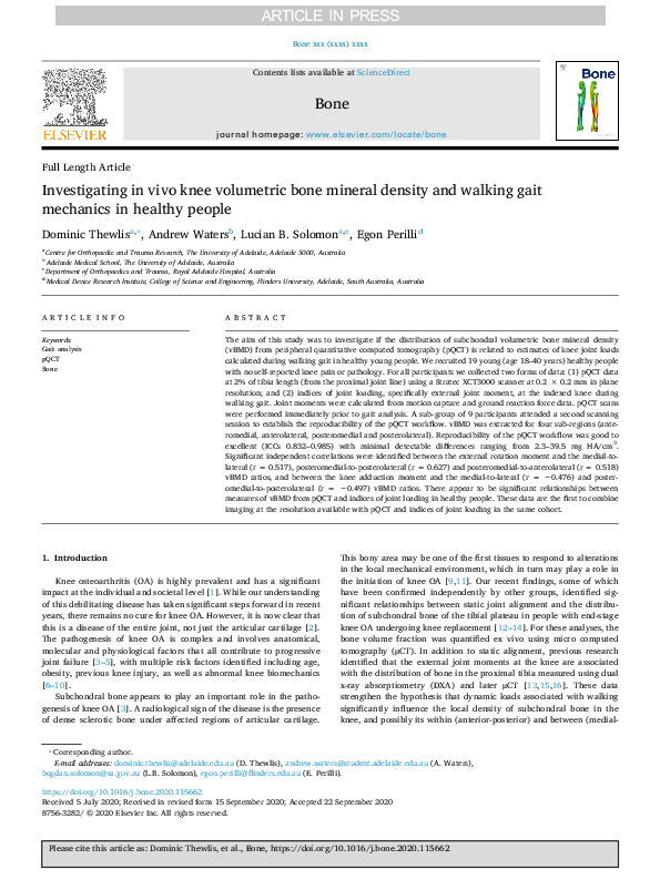 (PDF) Investigating in vivo knee volumetric bone mineral density and ...