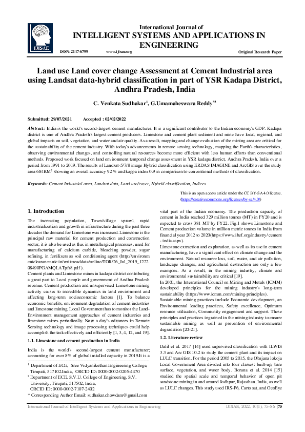(PDF) Land use Land cover change Assessment at Cement Industrial area using Landsat data-hybrid ...