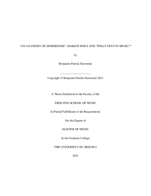 (PDF) "An Anatomy of Modernism": Marion Rous and "What Next in Music ...