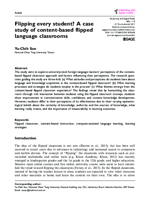 (PDF) Flipping every student? A case study of content-based flipped language classrooms