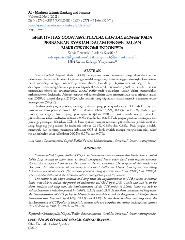 (PDF) Efektivitas Countercyclical Capital Buffer Pada Perbankan Syariah ...