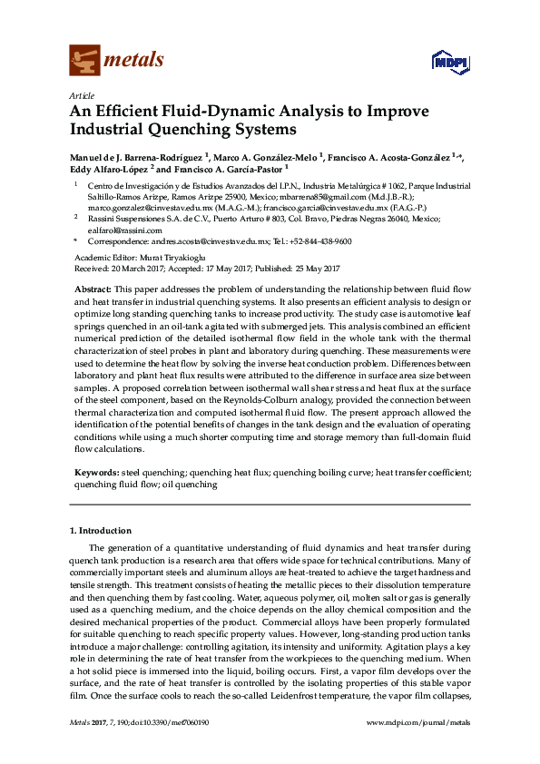 (PDF) An Efficient Fluid-Dynamic Analysis to Improve Industrial ...
