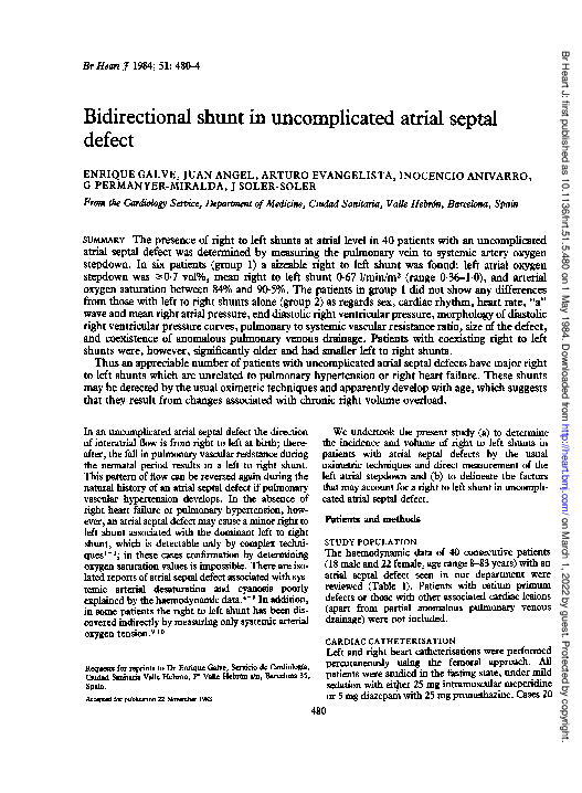 (PDF) Bidirectional shunt in uncomplicated atrial septal defect