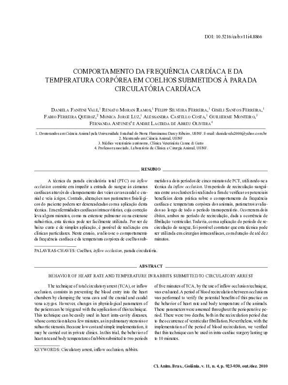 (PDF) COMPORTAMENTO DA FREQUÊNCIA CARDÍACA E DA TEMPERATURA CORPÓREA EM ...