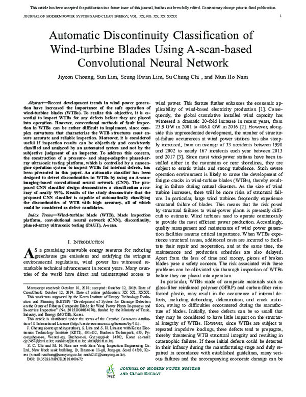 (PDF) Automatic Discontinuity Classification of Wind-turbine Blades Using A-scan-based ...