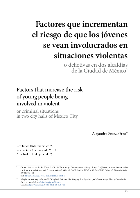 (PDF) Factores que incrementan el riesgo de que los jóvenes se vean involucrados en situaciones ...