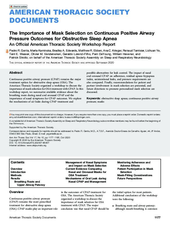 (PDF) Mask Selection and CPAP Outcomes in OSA