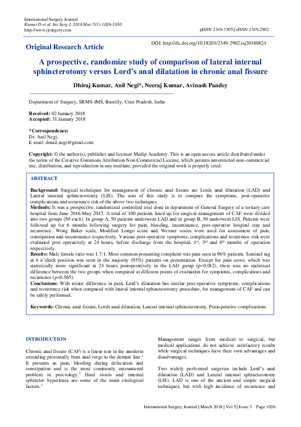 (PDF) A prospective, randomize study of comparison of lateral internal ...