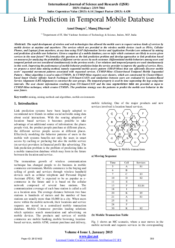 (PDF) Link Prediction In Temporal Mobile Database