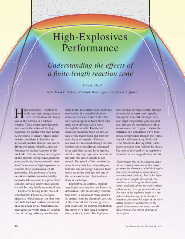 (PDF) High-Explosives Performance Understanding the effects of a finite-length reaction zone