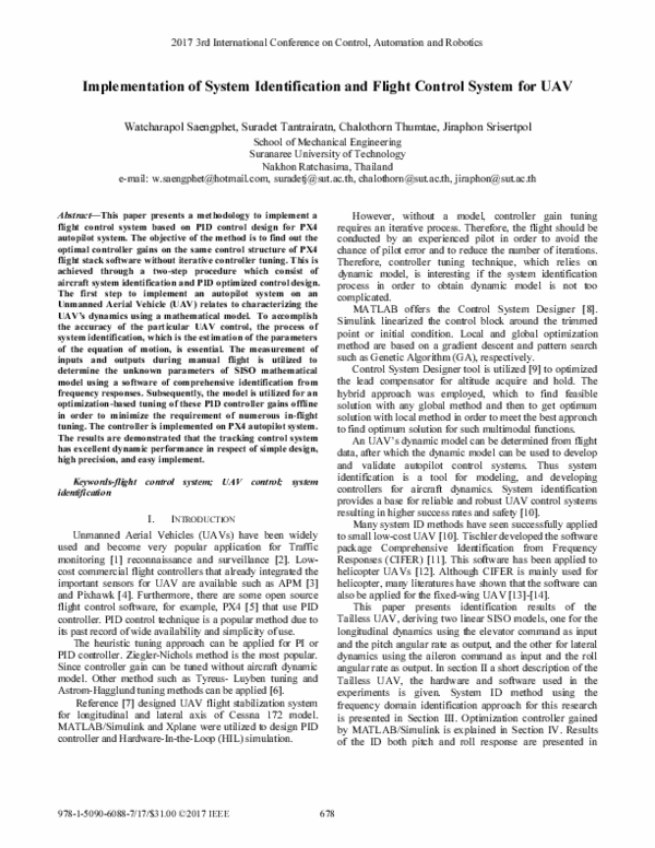 (PDF) Implementation of system identification and flight control system ... (PDF) Implementation of system identification and flight control system ...