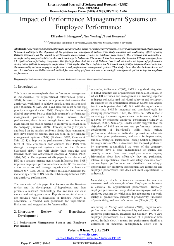 (PDF) Impact of Performance Management Systems on Employee Performance