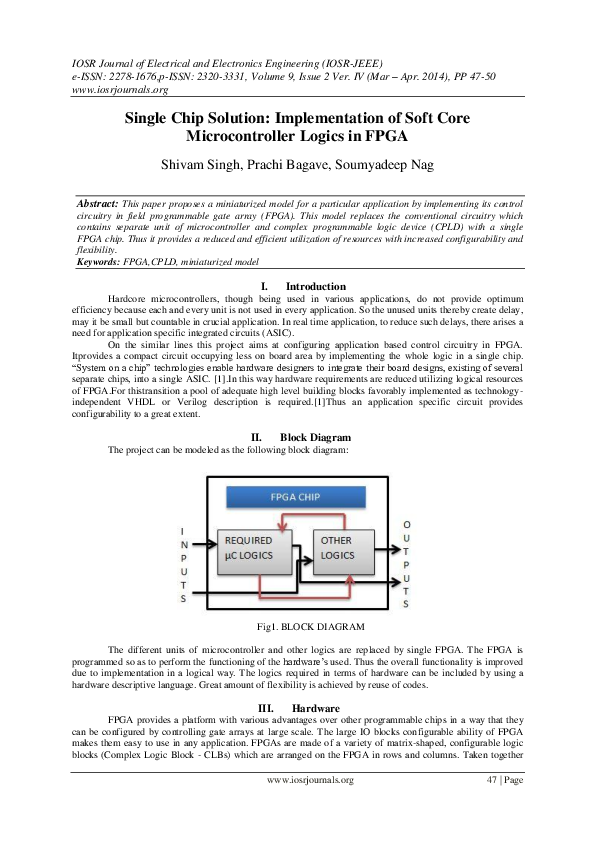 (PDF) Single Chip Solution: Implementation of Soft Core Microcontroller ...