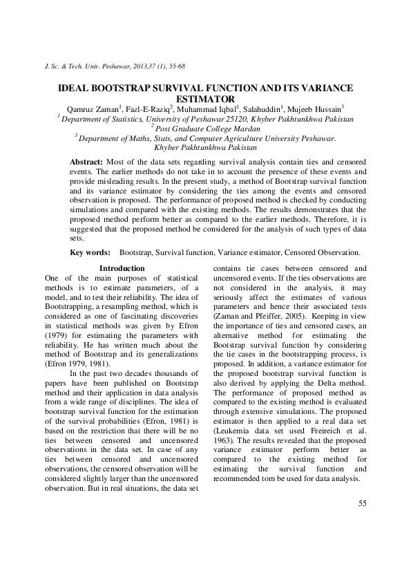 Pdf Ideal Bootstrap Survival Function And Its Variance Estimator Ideal Bootstrap Survival