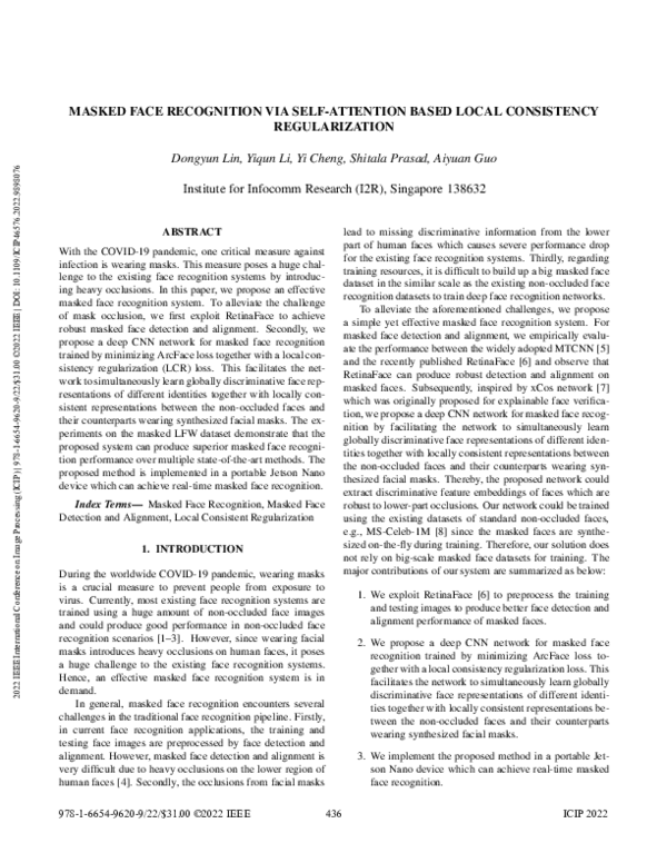 (PDF) Masked Face Recognition via Self-Attention Based Local Consistency Regularization