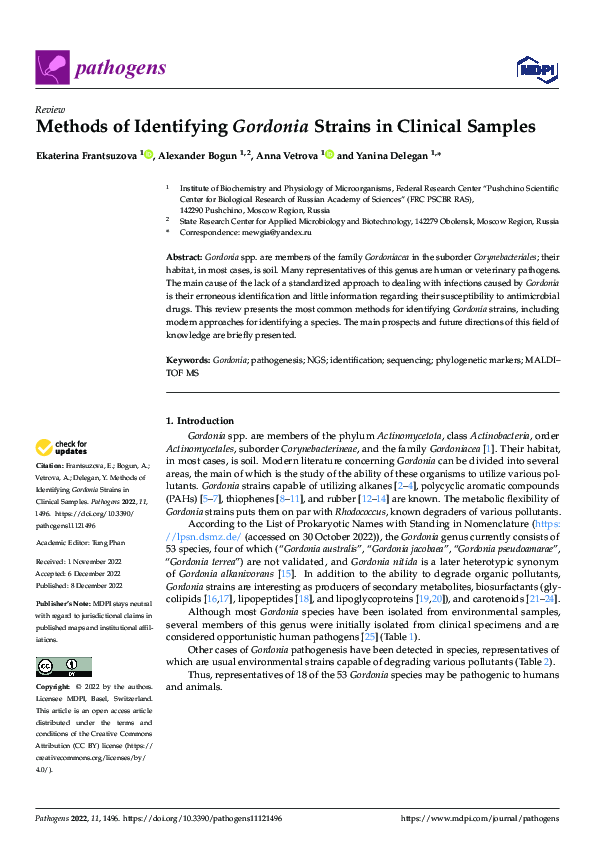 (PDF) Methods of Identifying Gordonia Strains in Clinical Samples