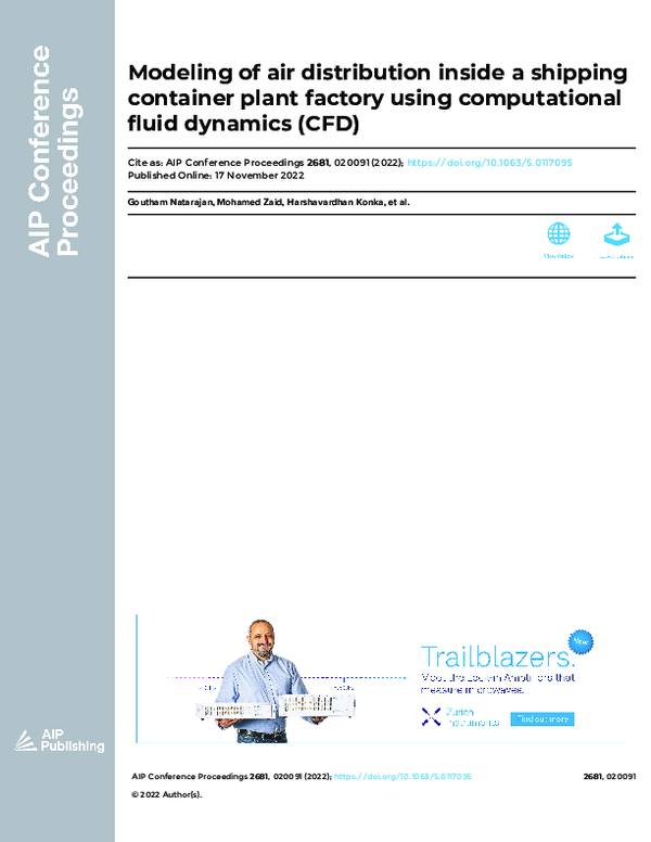 Pdf Modeling Of Air Distribution Inside A Shipping Container Plant Factory Using Computational