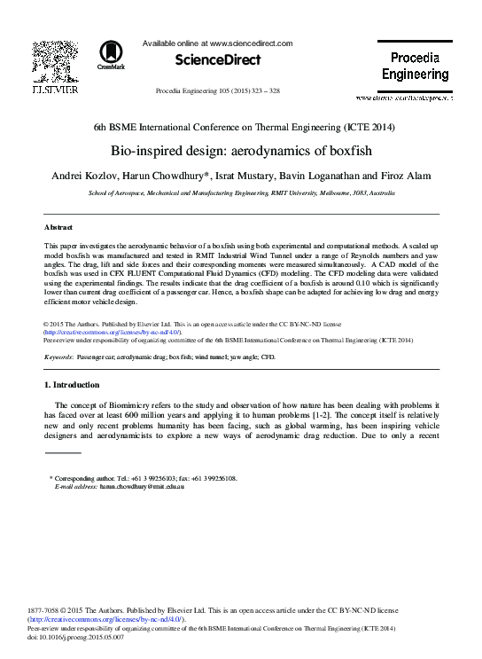 (PDF) Bio-Inspired Design: Aerodynamics of Boxfish