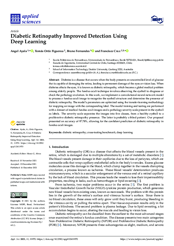 Pdf Diabetic Retinopathy Improved Detection Using Deep Learning