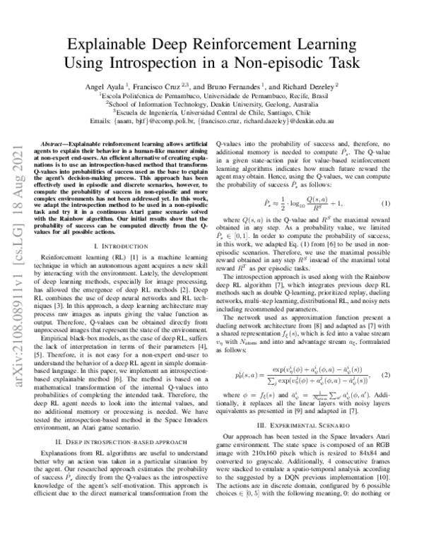 Pdf Explainable Deep Reinforcement Learning Using Introspection In A Non Episodic Task