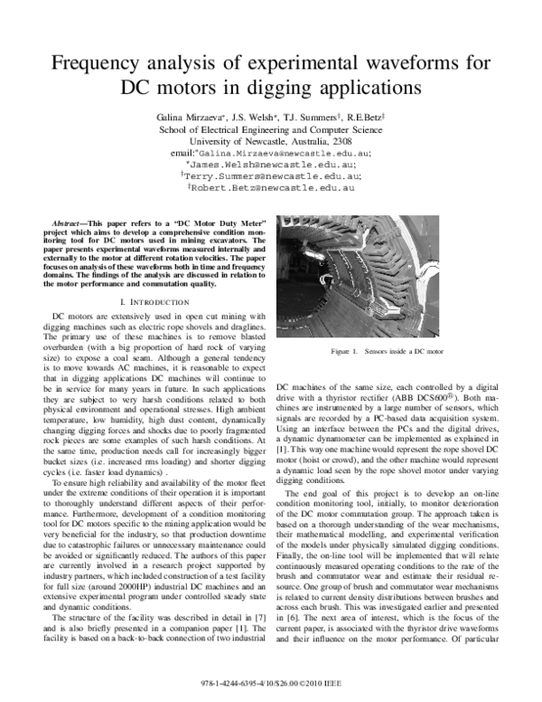 (PDF) Frequency Analysis of Experimental Waveforms for DC Motors in ...