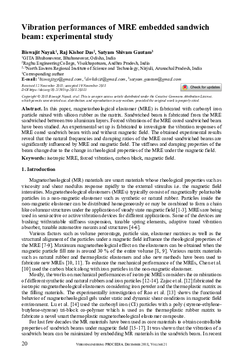(PDF) Vibration performances of MRE embedded sandwich beam ...