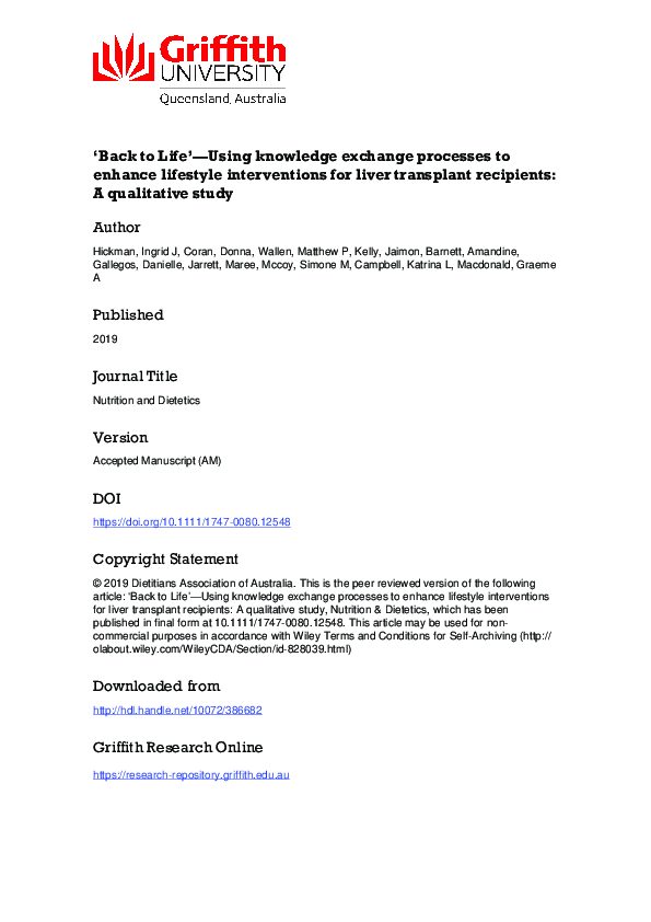 (PDF) ‘Back to Life’—Using knowledge exchange processes to enhance ...