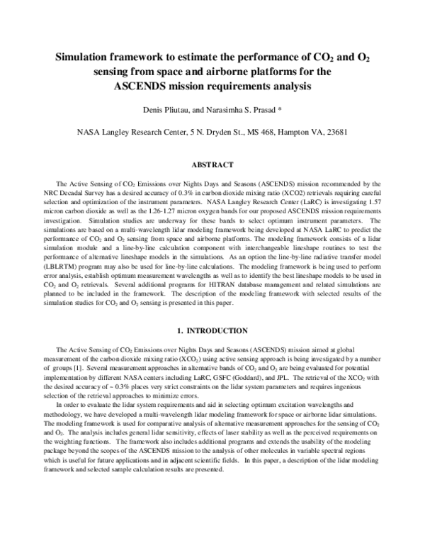 (PDF) Simulation framework to estimate the performance of CO2and O2sensing from space and ...