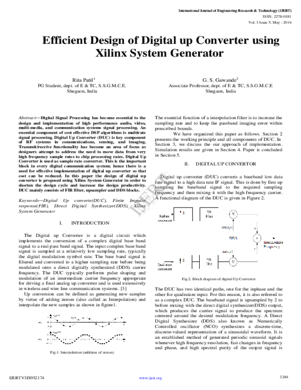 (PDF) Efficient Design of Digital up Converter using Xilinx System Generator