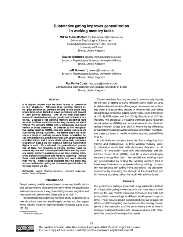 (PDF) Subtractive gating improves generalization in working memory tasks